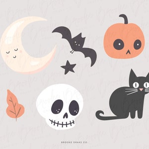 Cute Halloween Clipart, Spooky Season, Digital Download, PNG Graphics ...