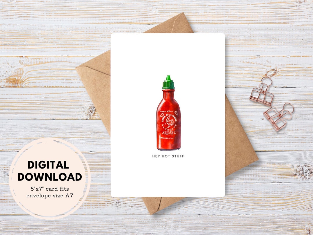 Hey Hot Stuff Greeting Card Printable Card Instant Download PDF ...