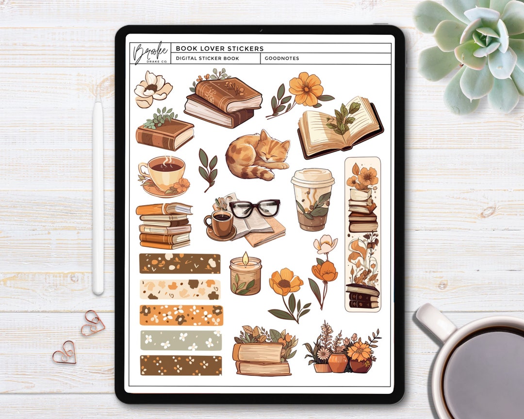 Book Lover Digital Stickers Goodnotes Sticker Book Digital - Etsy