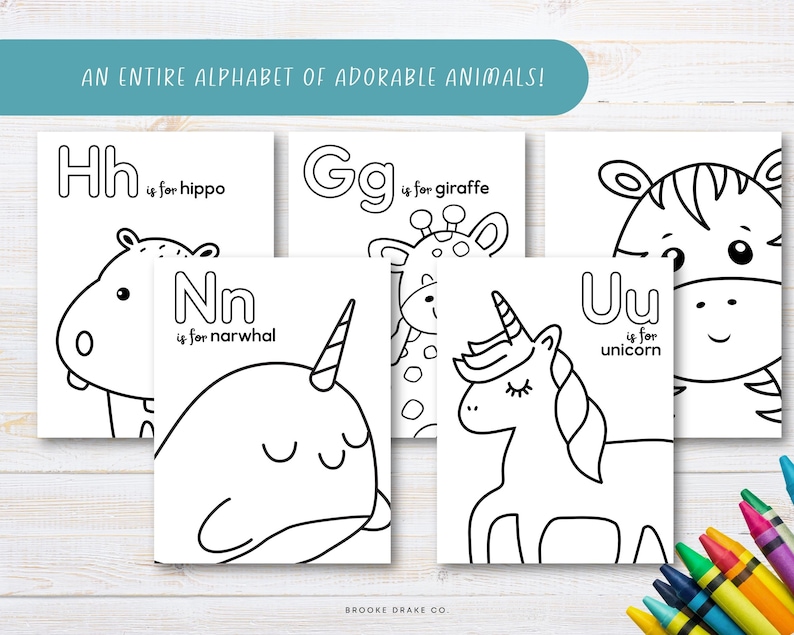 Animal Alphabet Coloring Book: ABC Preschool Activity (PDF) - Etsy