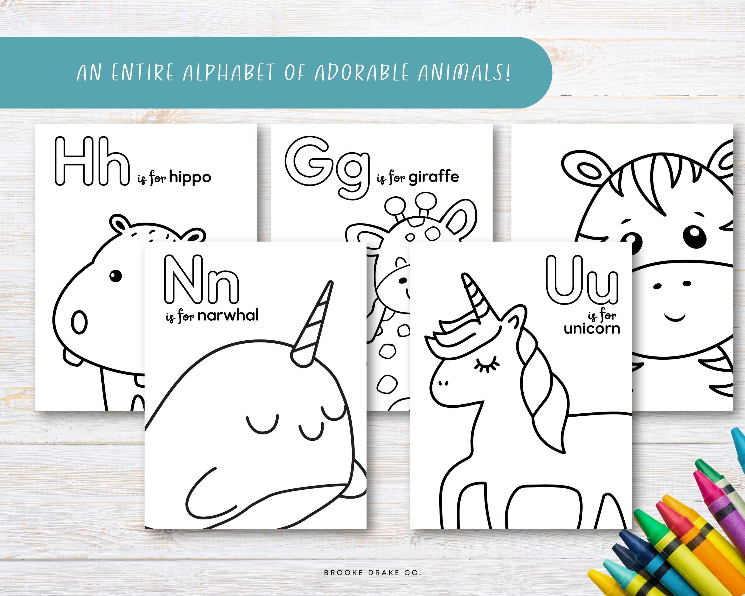 Animal Alphabet Coloring Book: ABC Preschool Activity (PDF) - Etsy