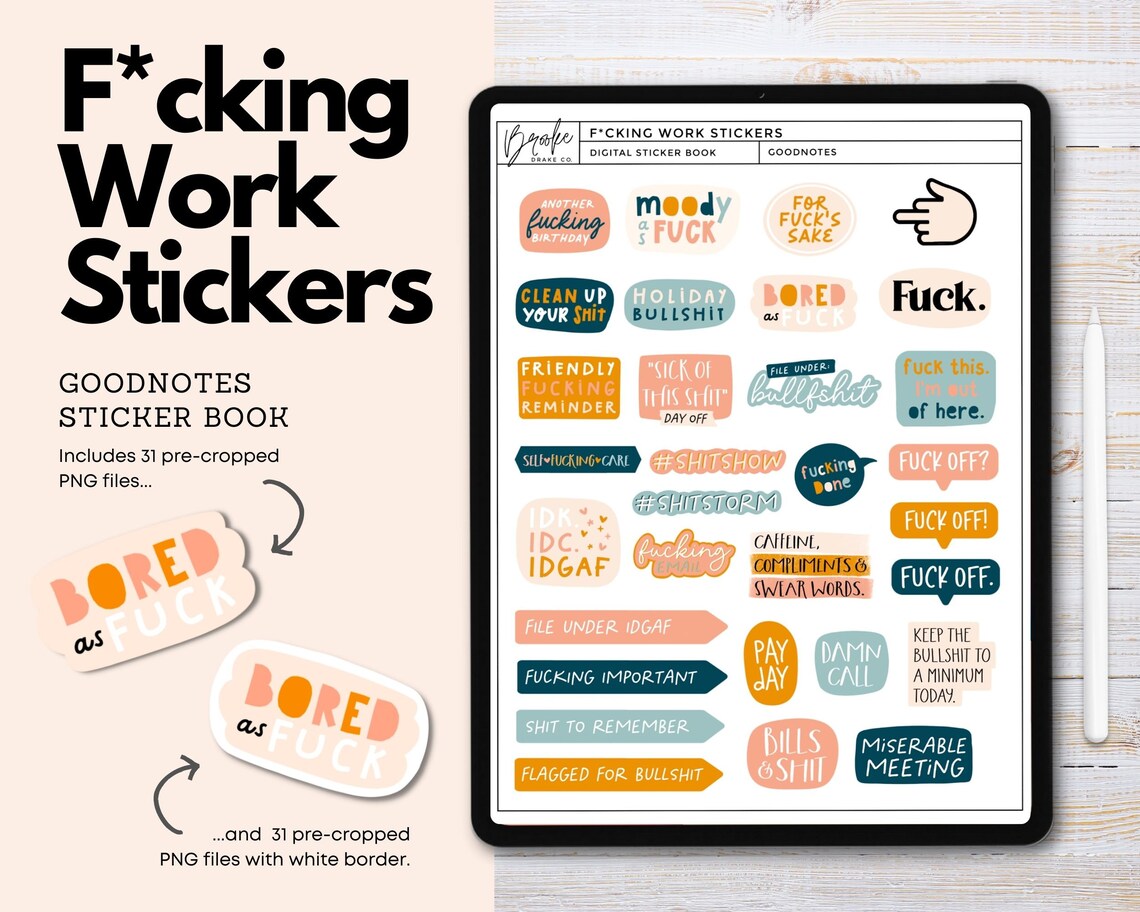 Digital Sticker Bundle Swear Words Stickers for Goodnotes - Etsy