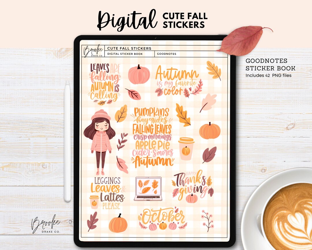 Cute Fall Digital Stickers, Autumn Goodnotes Sticker Book, Digital ...