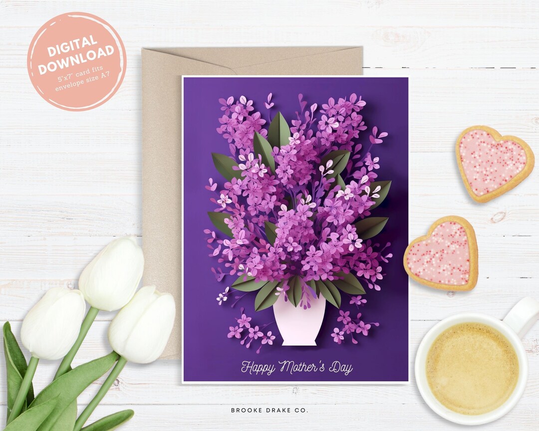 Happy Mothers Day Card Printable Greeting Card Instant Digital