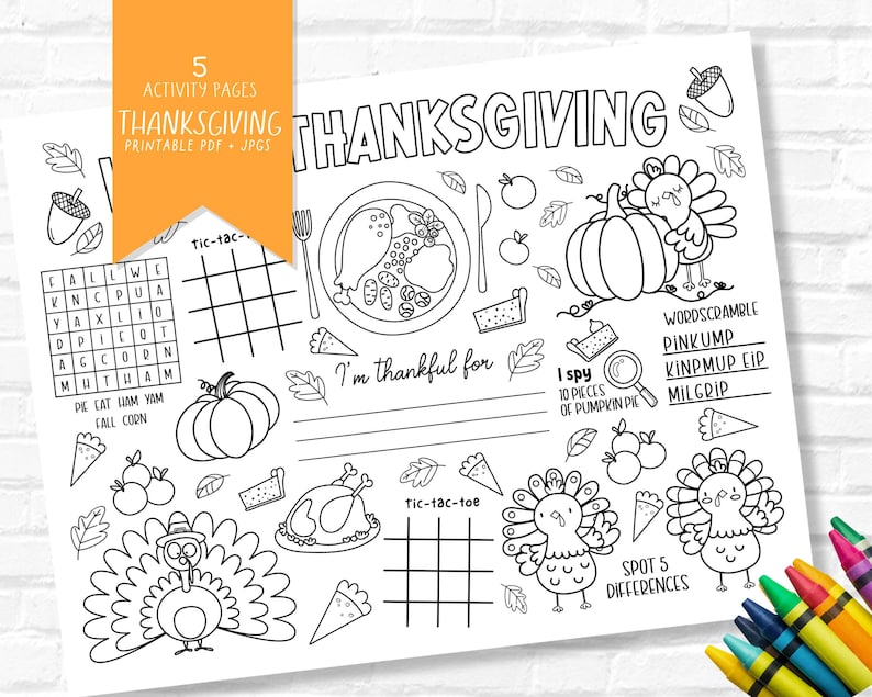 Kids Thanksgiving Activity Pages: Printable Fall DIY (PDF + Jpegs) - Etsy
