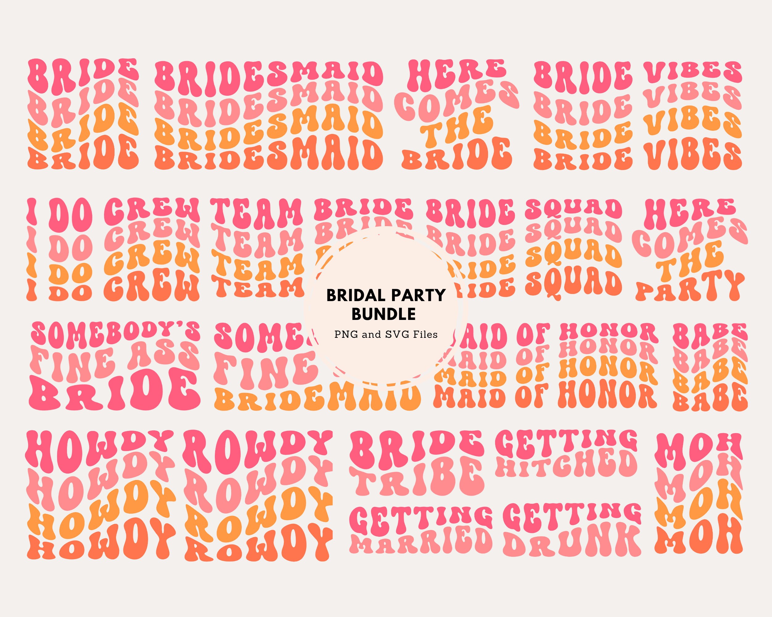 Retro Bachelorette Party SVG Bundle: Good Vibes Bride & Bridesmaid ...