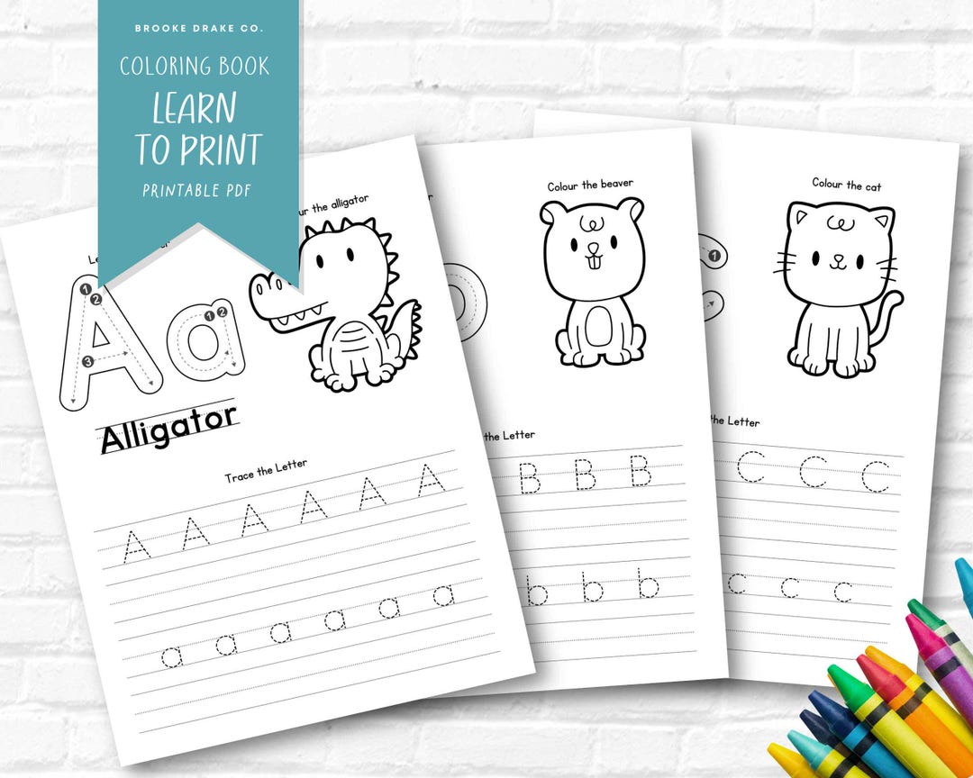 ABC Coloring Book Pages: Learn to Print Alphabet Tracing (PDF) - Etsy