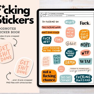 Digital Sticker Bundle, Swear Words Stickers for Goodnotes, Digital ...