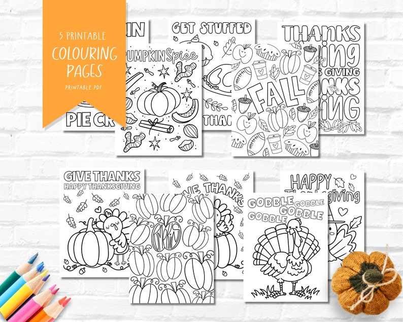 Kids Thanksgiving Coloring Activity Bundle (digital Download) - Etsy