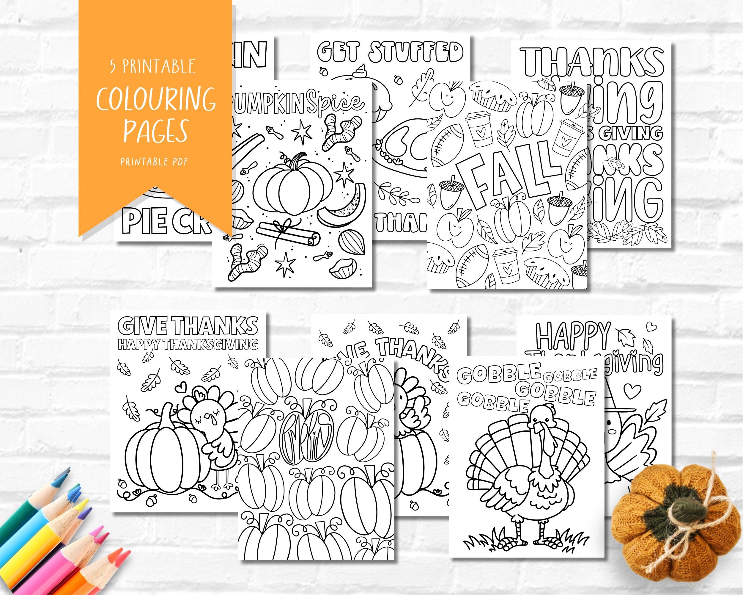 Kids Thanksgiving Coloring Bundle, Activity Pages Download, Printable ...