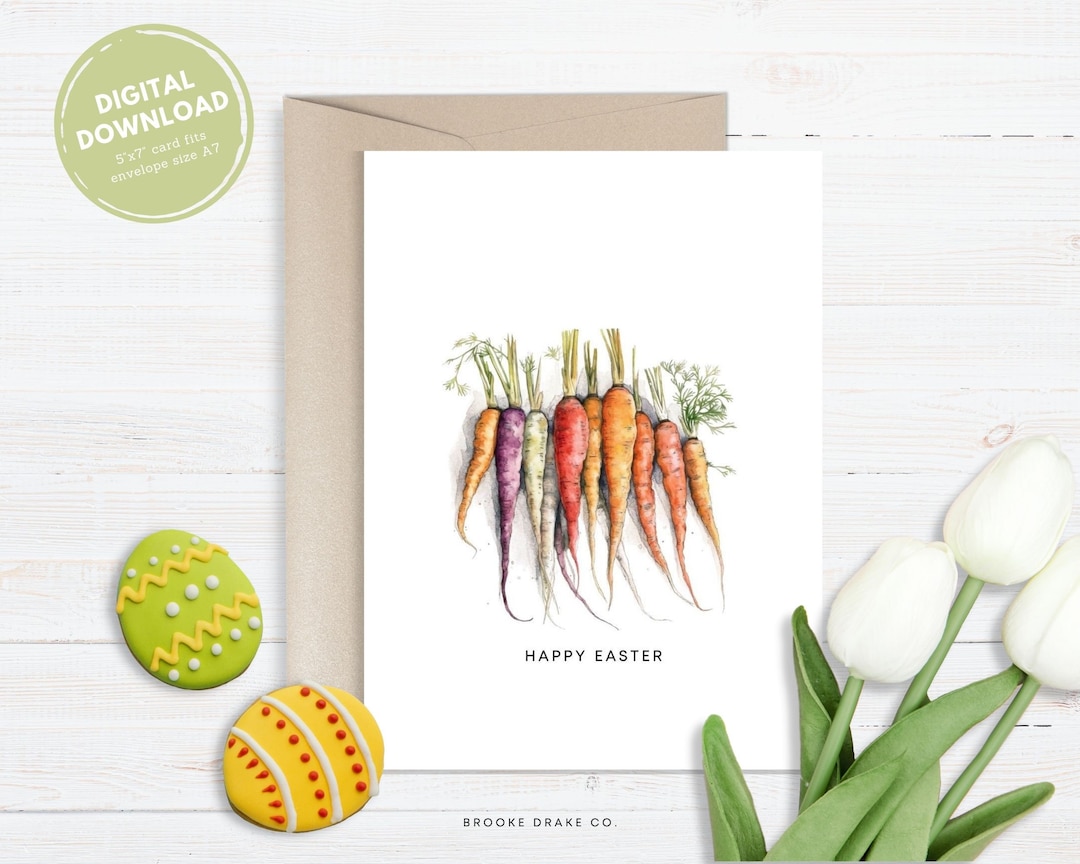 Happy Easter Card, Printable Greeting Card, Instant Digital Download ...
