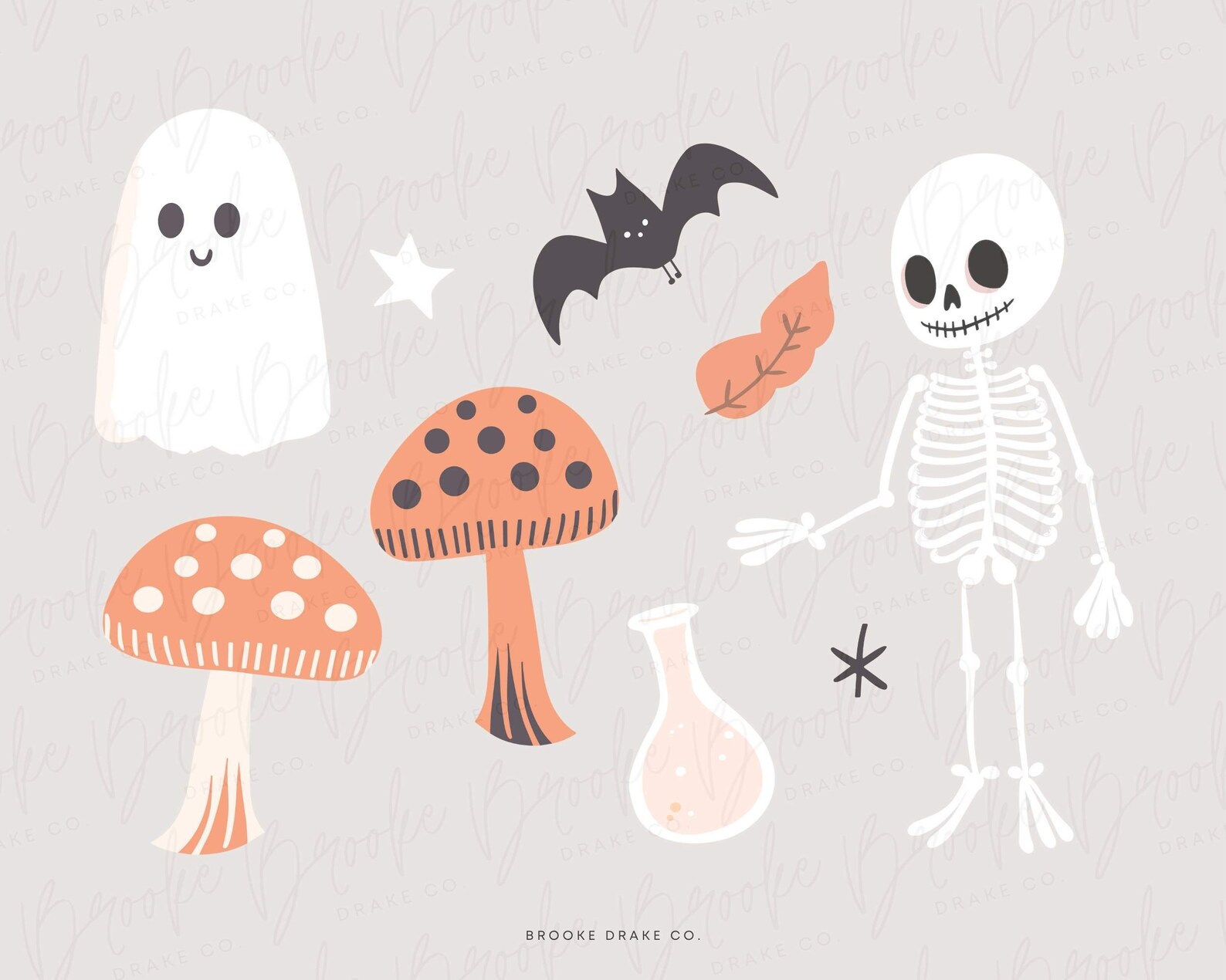 Cute Halloween Clipart, Spooky Season, Digital Download, PNG Graphics ...
