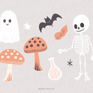 Cute Halloween Clipart, Spooky Season, Digital Download, PNG Graphics ...