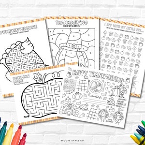Kids Thanksgiving Activity Pages: Printable Fall DIY (PDF + Jpegs) - Etsy