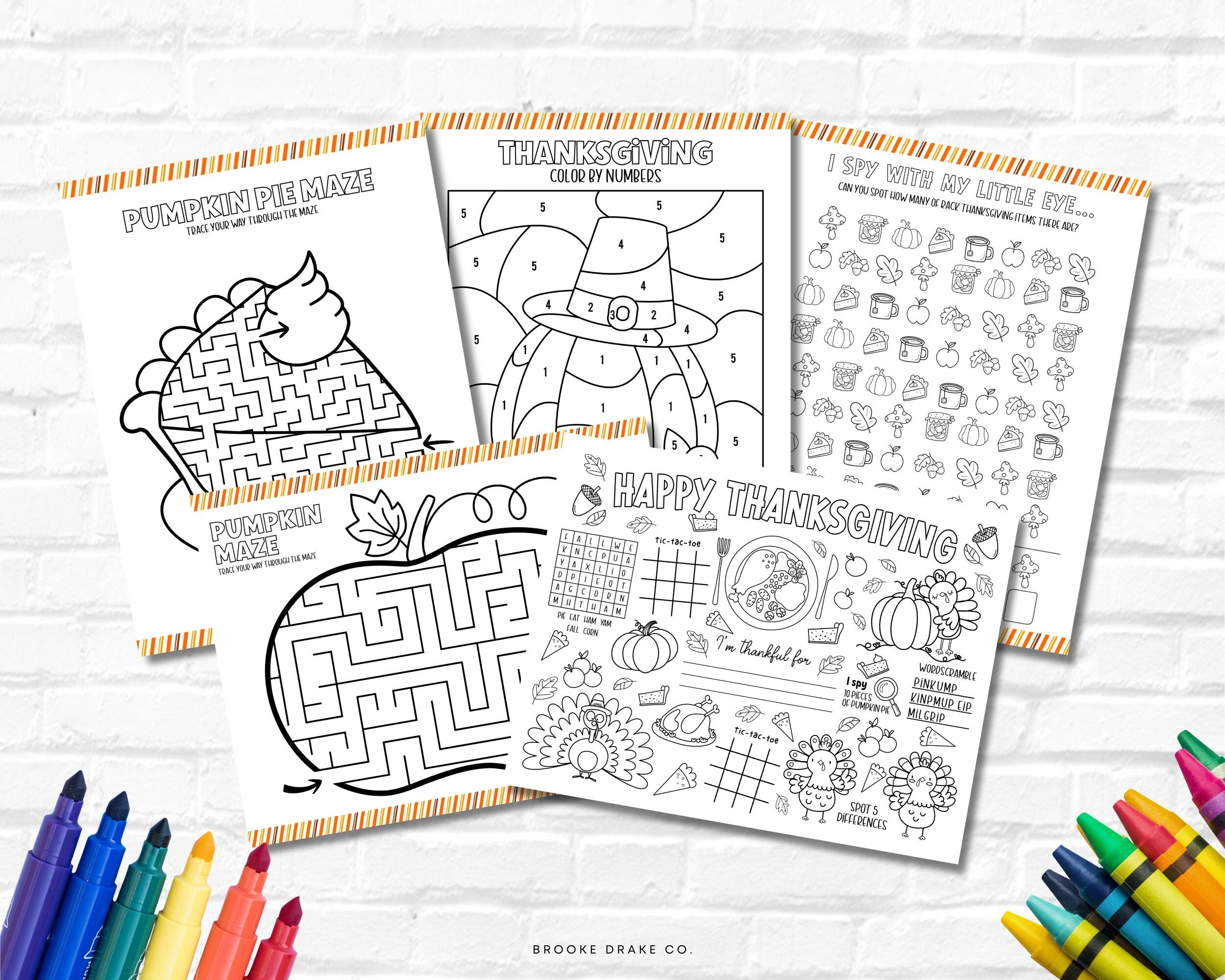 Kids Thanksgiving Activity Pages Download, Printable Fall Activity ...
