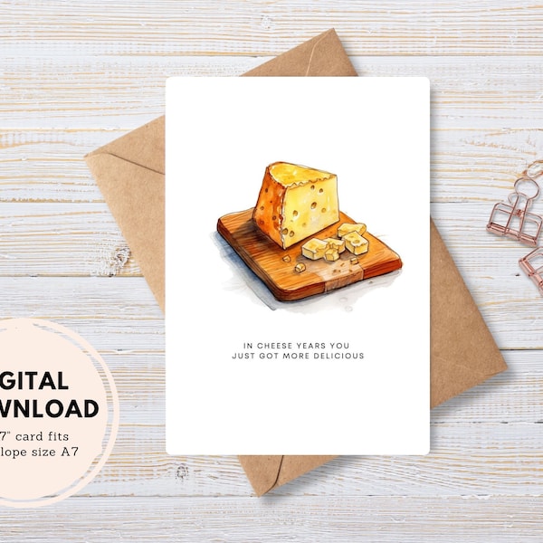 Cheese Birthday Card - Etsy