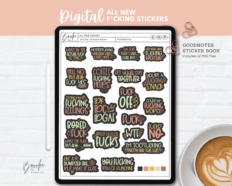 Swear Word Stickers: Digital Planner Stickers for Goodnotes (PNG) - Etsy