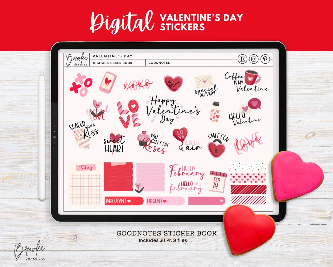Valentine's Day Digital Stickers, Planners Stickers, Goodnotes Digital ...