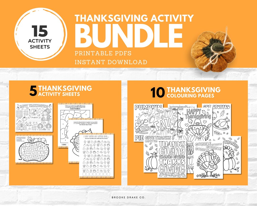 Kids Thanksgiving Coloring Activity Bundle (digital Download) - Etsy