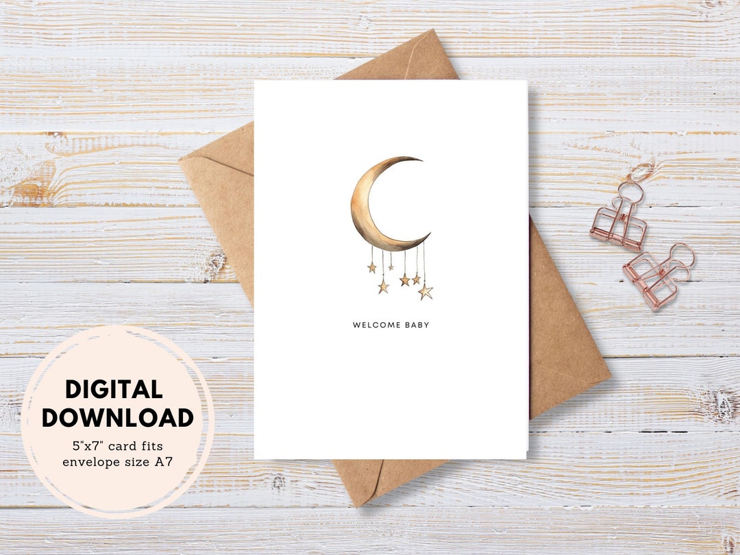 Printable New Baby Greeting Card, Welcome to the World, Watercolour ...