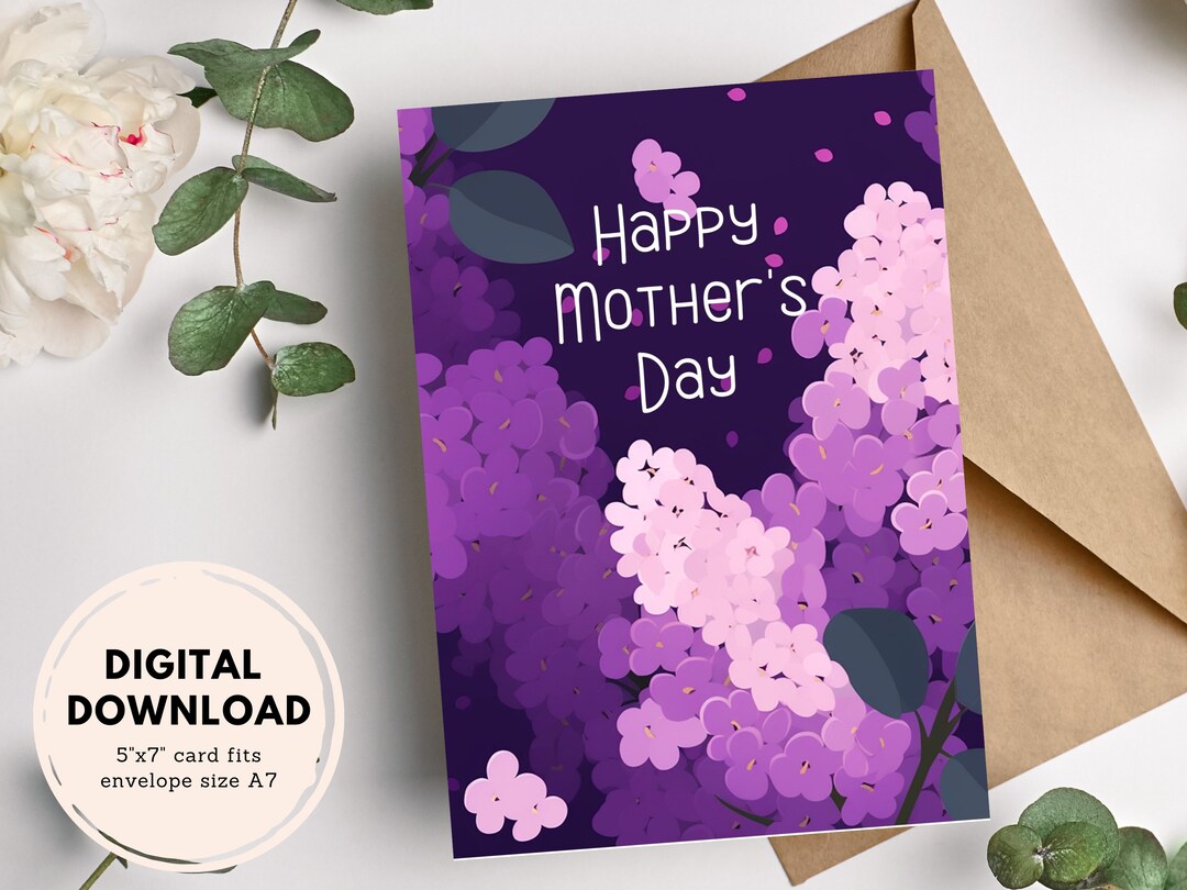 Happy Mothers Day Card Printable Greeting Card Instant Etsy