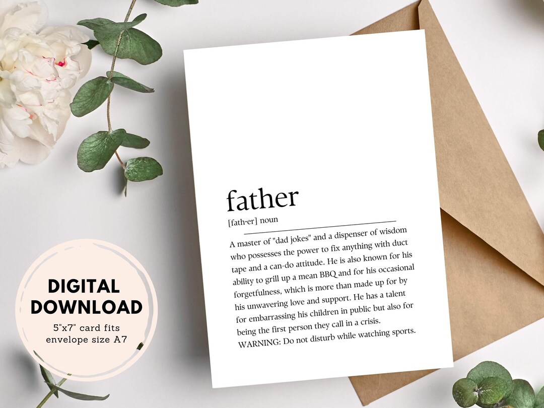 Happy Father's Day Card, Printable Greeting Card, Digital Download PDF ...