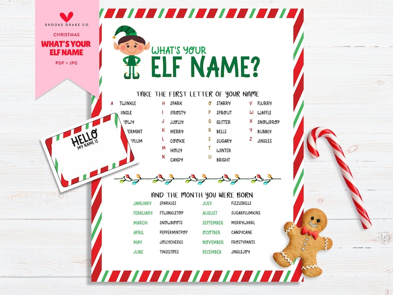 What’s Your Elf Name? Printable Game: Christmas Party Activity (digital ...