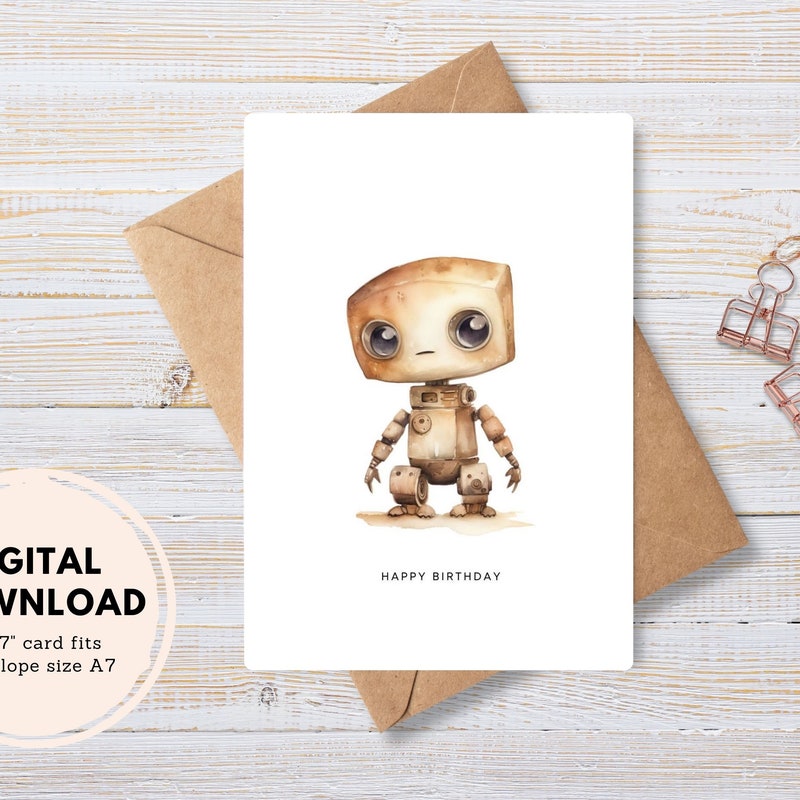 Robot Birthday Card - Etsy