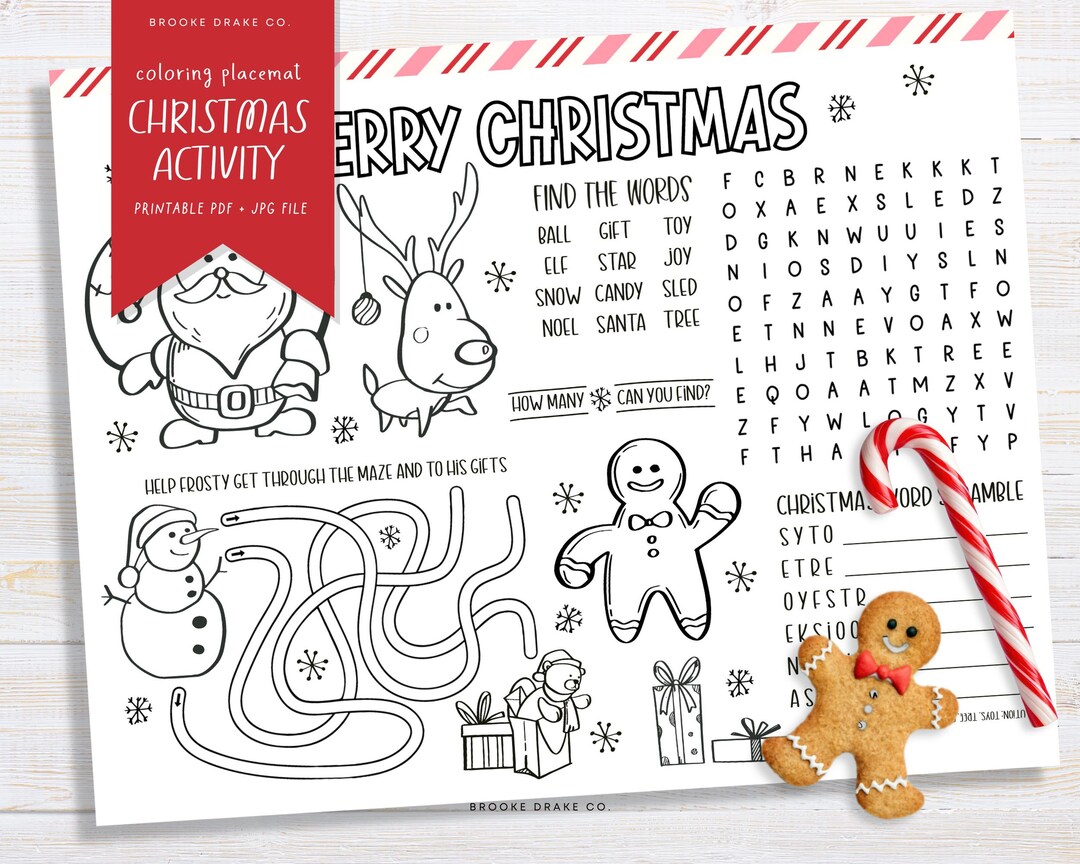 Actividad navideña imprimible, colorear navideña, juegos de fiesta ...