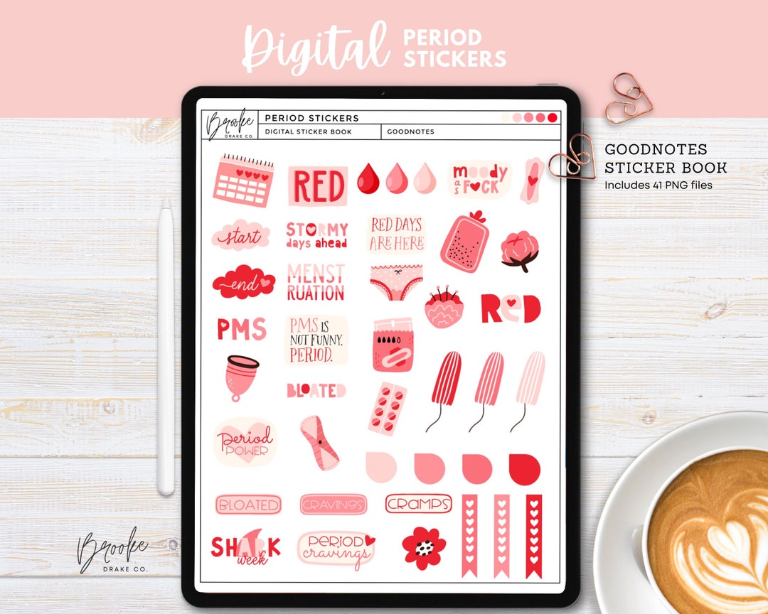 Period Tracker Goodnotes Stickers, Digital Planner, Individual Pngs ...