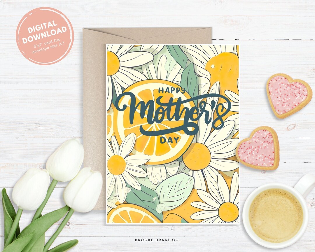 Abstract Lemons Mother's Day Card: Printable Greeting Card (PDF) - Etsy