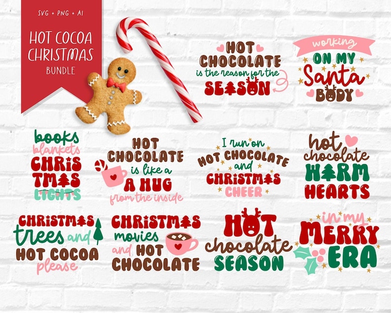 Hot Cocoa Christmas Mug SVG, Cute Christmas SVG Bundle, Christmas ...