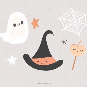 Cute Halloween Clipart, Spooky Season, Digital Download, PNG Graphics ...
