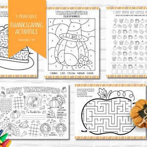 Kids Thanksgiving Coloring Activity Bundle (digital Download) - Etsy