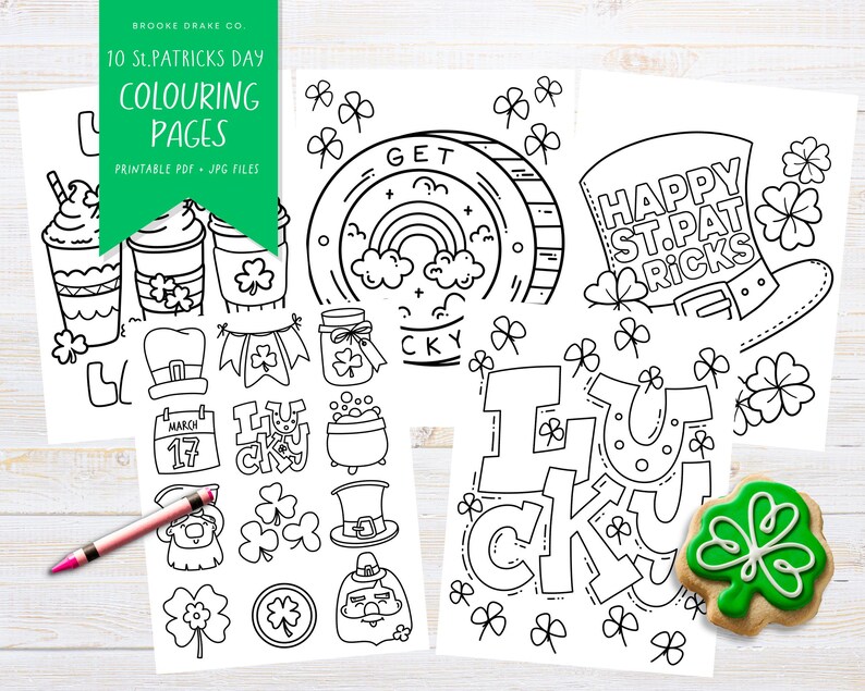 St. Patrick's Day Coloring Pages for Kids (PDF & JPEG) - Etsy