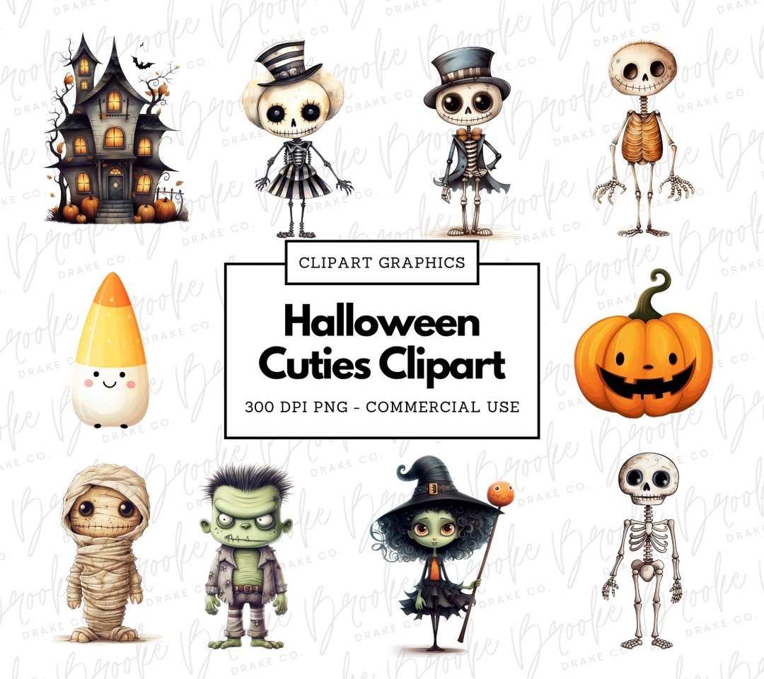Halloween Cute Clipart, Transparent Background, Digital Download, PNG ...