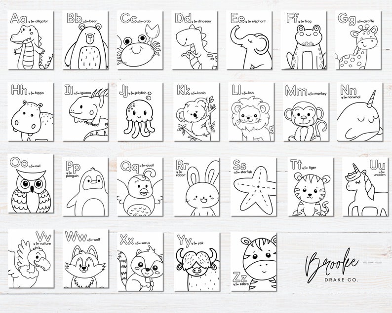 Animal Alphabet Coloring Book: ABC Preschool Activity (PDF) - Etsy