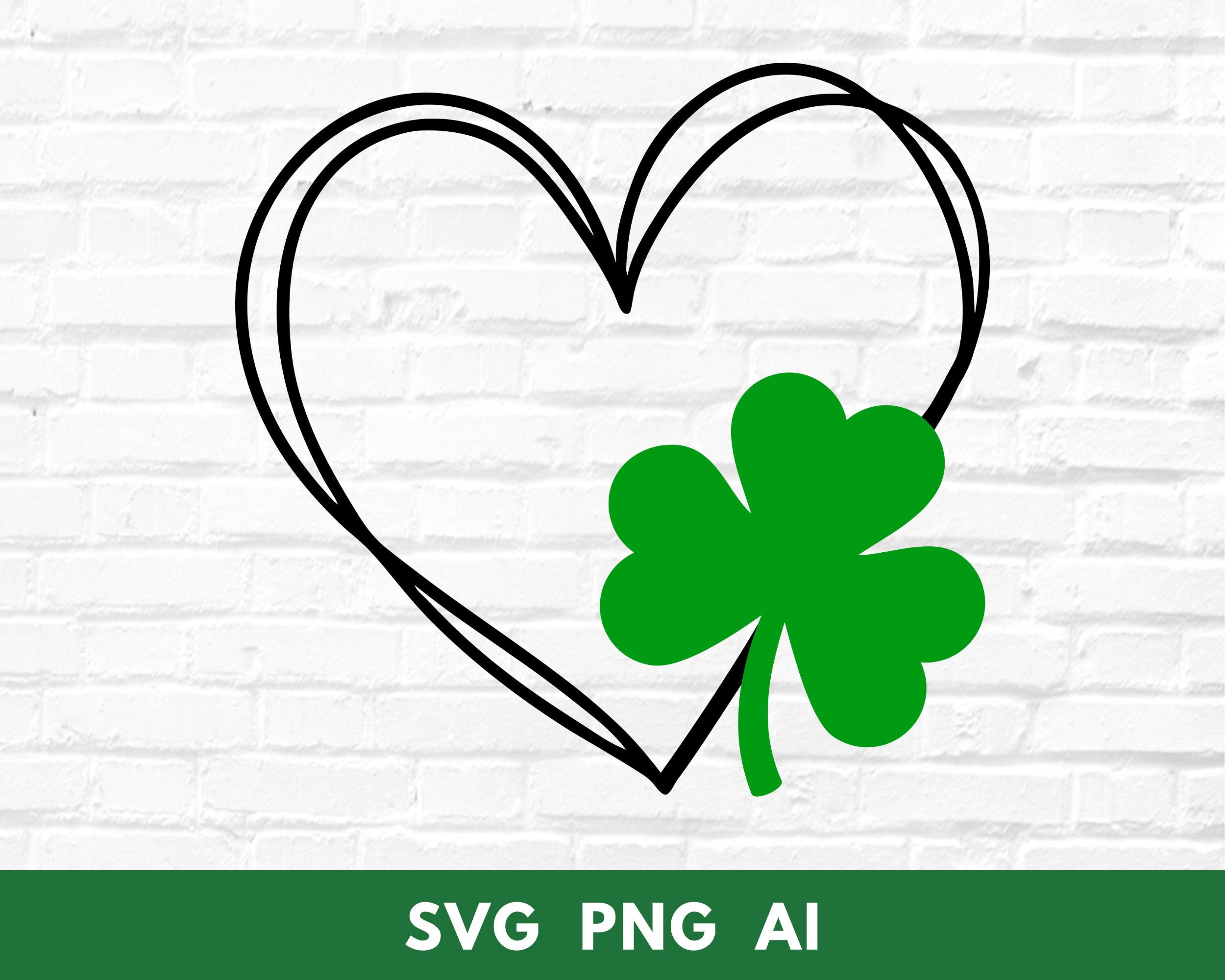 St Patricks Day Heart SVG, Clover Heart SVG, Digital File, Instant ...