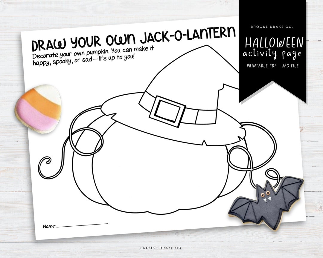 Jack O'lantern Coloring Page: Printable Halloween Activity (PDF, JPEG ...