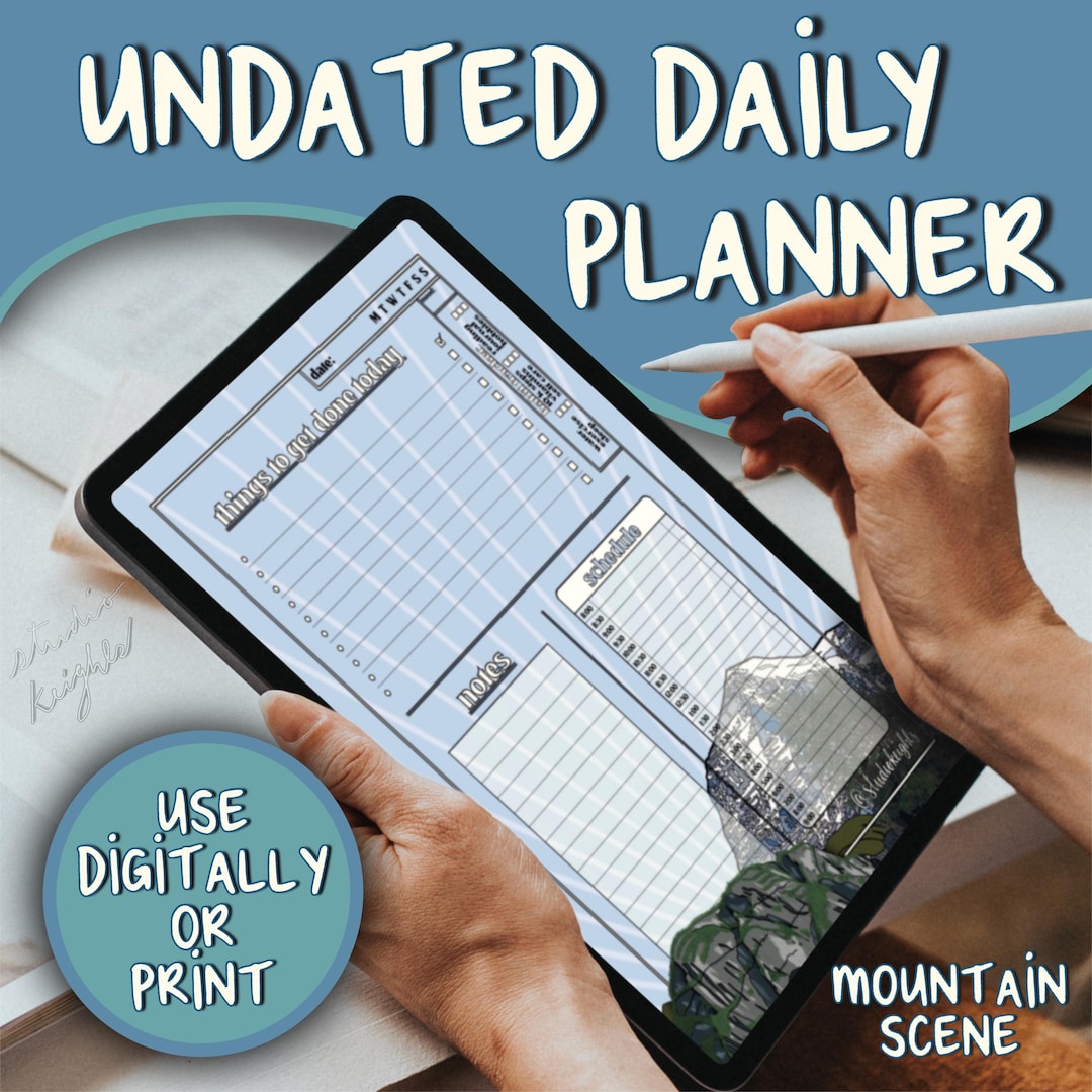 Printable Mountain Scene Undated Daily Planner, Instant Digital ...