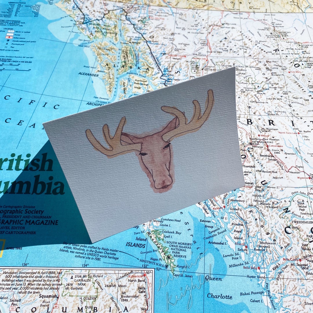 Printable Moose Card Printable Blank Card Watercolor Moose Digital Card ...