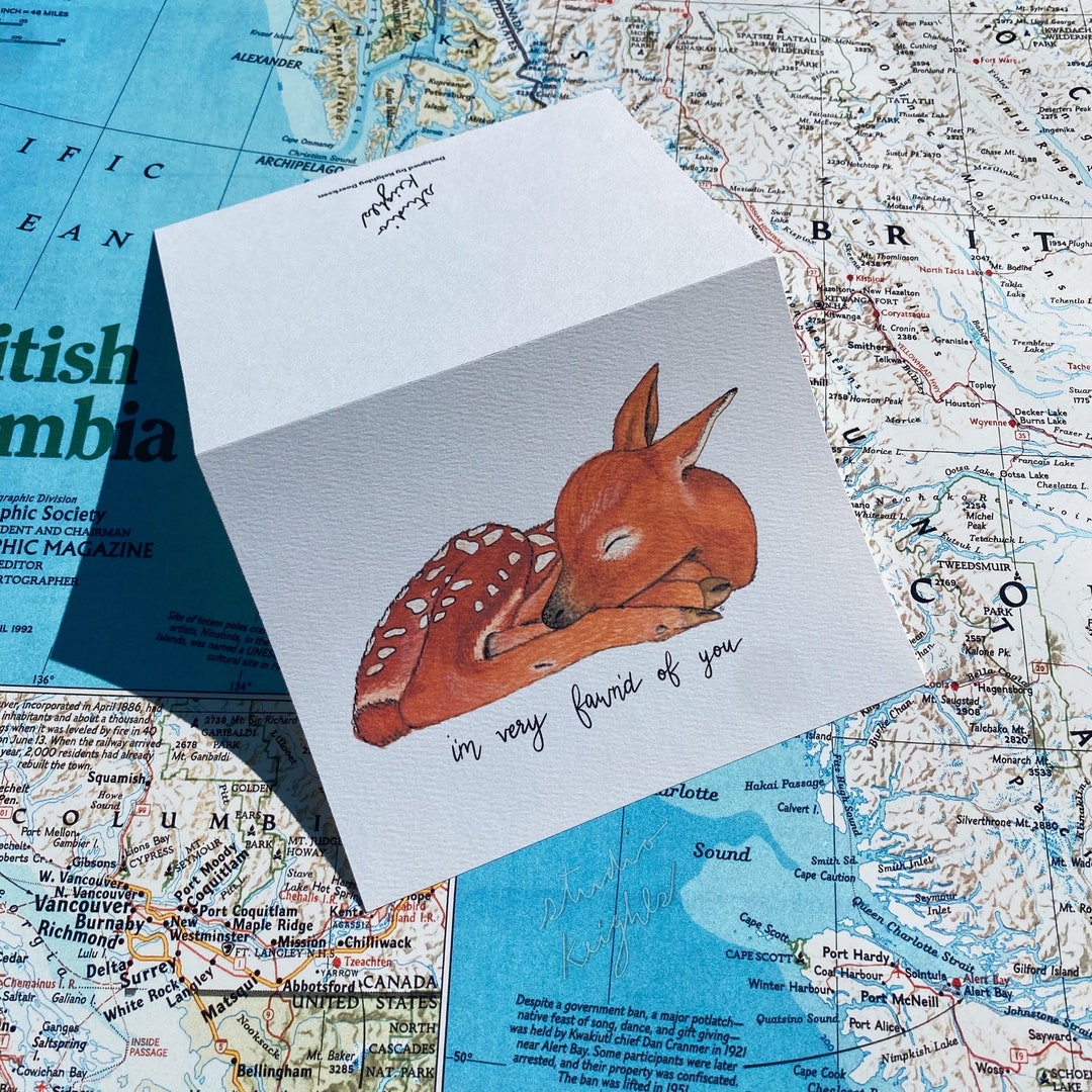 Watercolor Fawn Card Printable Greeting Card Watercolor Fawn Digital ...