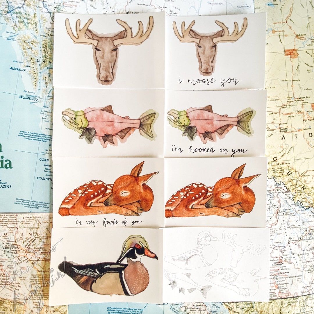 Watercolor Wildlife Postcards | Watercolor Wildlife Paintings | Glossy ...