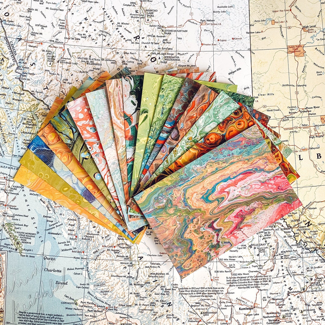 Acrylic pour postcards acrylic pour painting glossy 6 x 4 in. postcards ...