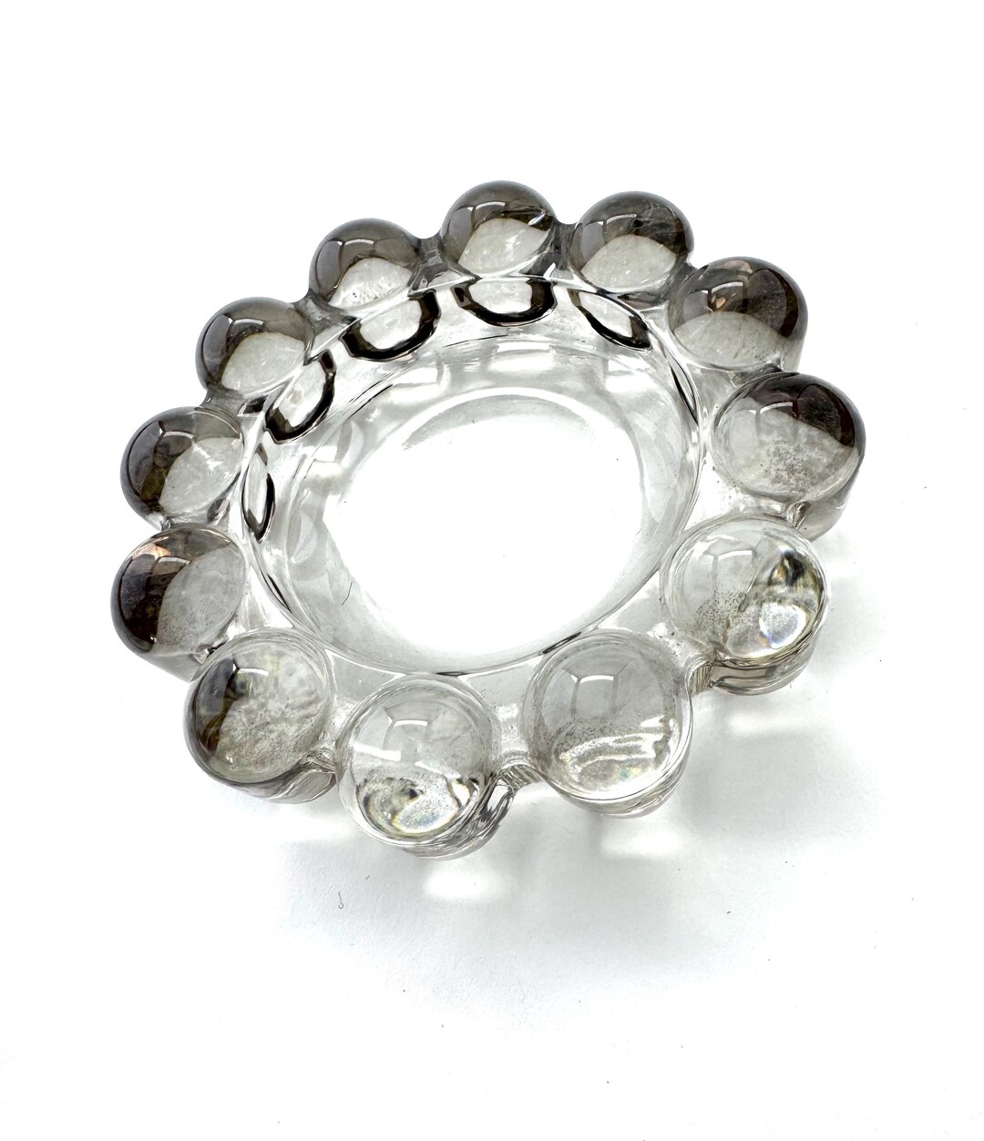 Vintage Glass Ashtray Heavy Glass Ashtray With Decorative Crystal Ball ...