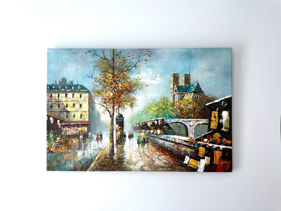 Large Vintage Romano Rossini Original Oil Painting, European Parisian ...