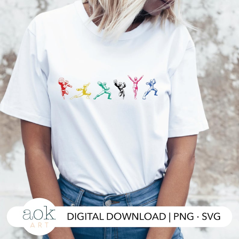 Mighty Morphin Power Rangers SVG PNG Design | Silhouette Drawing ...