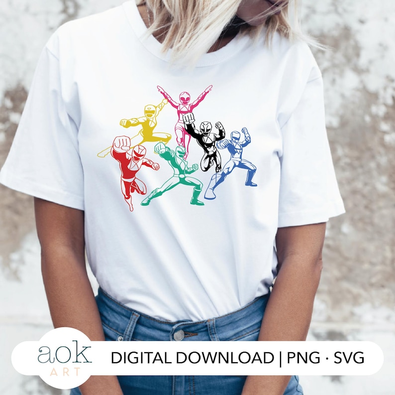 Mighty Morphin Power Rangers SVG PNG Design | Silhouette Drawing ...