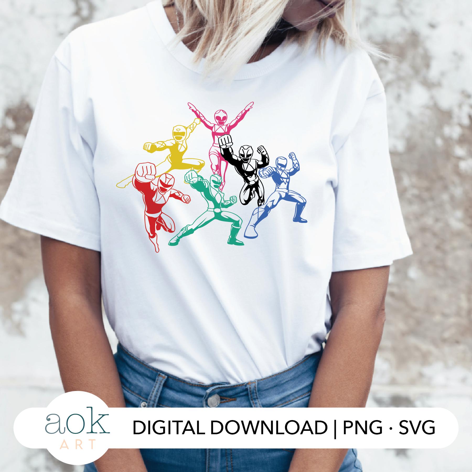 Mighty Morphin Power Rangers SVG PNG Design | Silhouette Drawing ...
