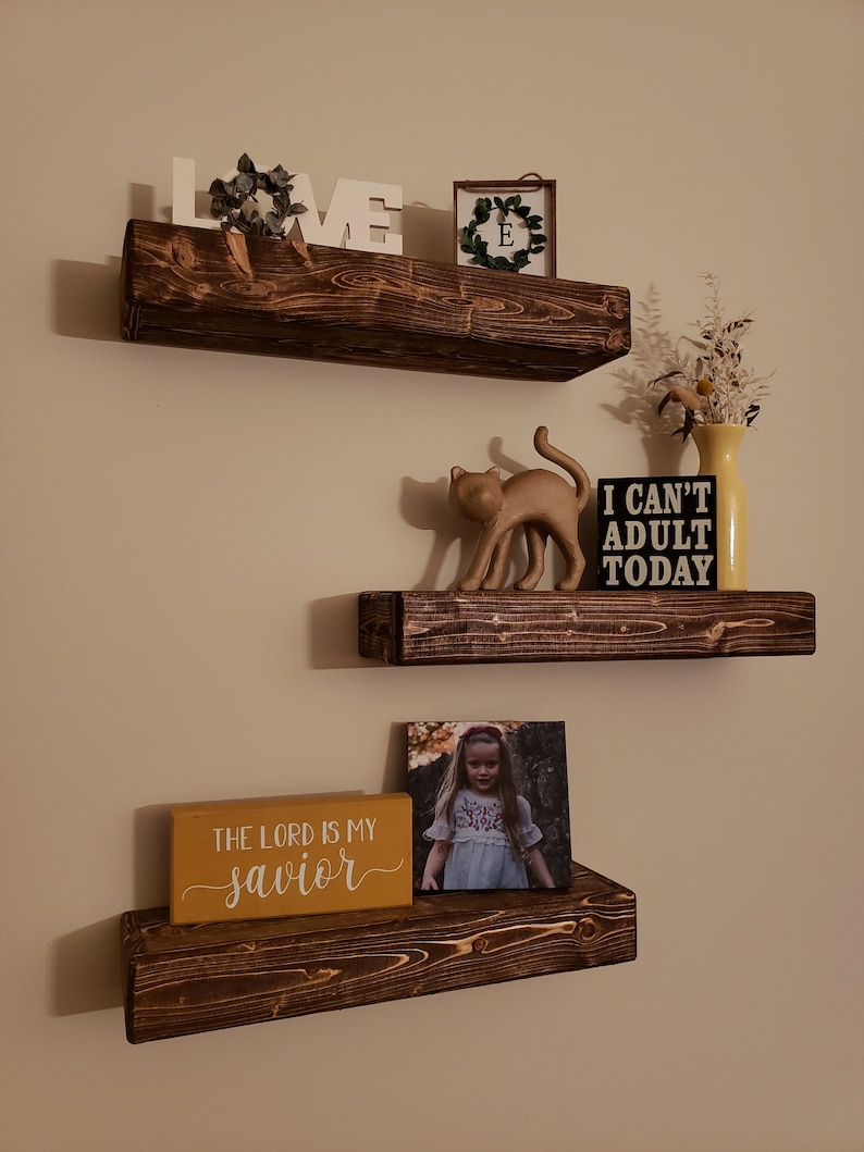 Rustic Distressed Floating Faux Barn Beam Shelves & Mantels price for ...